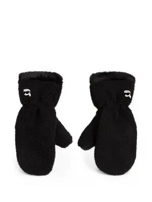 Karl Lagerfeld Ikon Shearling Mitten Gloves - Black