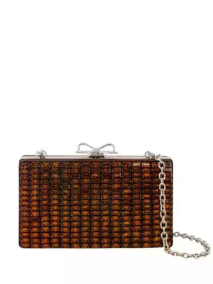 SELF-PORTRAIT Chainmail Crystal-embellished Clutch Bag - Brown