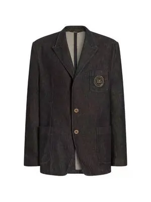 Dolce & Gabbana Single-breasted Portofino Denim Jacket With Patch - Black