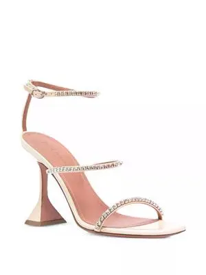 Amina Muaddi Gilda Crystal-embellished Sandals - Neutrals