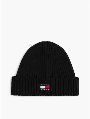 Tommy Hilfiger Badge Rib Knit Beanie - Black