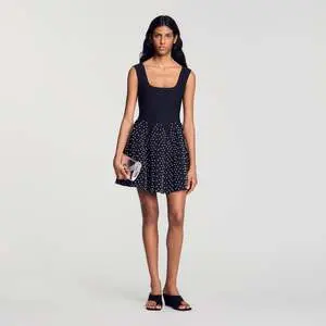 Sandro Short Knit Dress With Beads