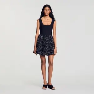 Sandro Short Knit Dress With Beads
