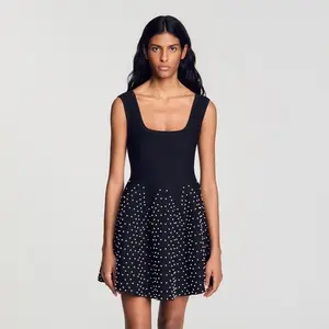 Sandro Short Knit Dress With Beads