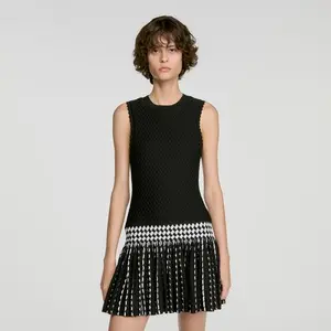 Sandro Check Knit Short Dress