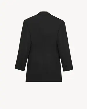 Saint Laurent Double-breasted Tuxedo Jacket In Grain De Poudre