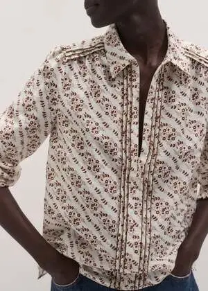 ME+EM Diagonal Floral Print Silk Cotton Blouse