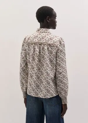 ME+EM Diagonal Floral Print Silk Cotton Blouse