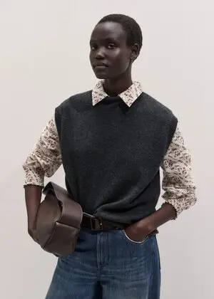 ME+EM Diagonal Floral Print Silk Cotton Blouse