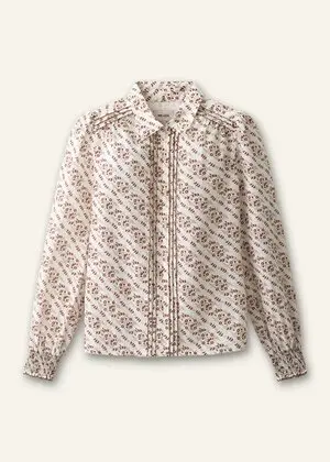 ME+EM Diagonal Floral Print Silk Cotton Blouse