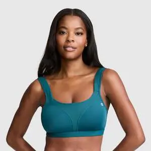 Champion Spot Comfort High-impact Sports Bra, C Logo - Deep Teal