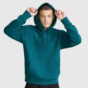 Champion Powerblend Hoodie, Tonal Script Logo - Deep Teal