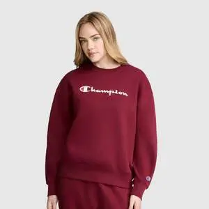 Champion Powerblend Crewneck Sweatshirt, Script Logo - Cabernet
