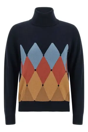 BALLANTYNE Diamond Patterned V-neck Sweater - Brown