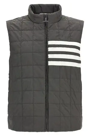 Thom Browne 4bar' Ripstop Shiny Vest - Gray