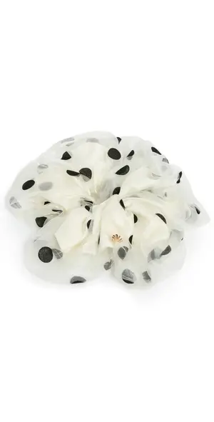 Lele Sadoughi Oversized Polka Dot Scrunchie - Ivory