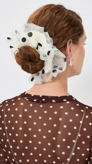 Lele Sadoughi Oversized Polka Dot Scrunchie