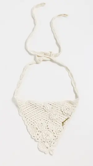 GANNI Crochet Head Scarf - Egret