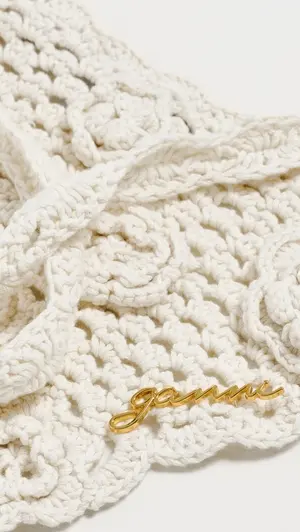 GANNI Crochet Head Scarf - Egret