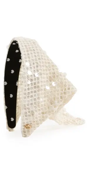 Lele Sadoughi Jackie Sequin Crochet Hankerchief Headband - Ivory