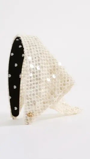 Lele Sadoughi Jackie Sequin Crochet Hankerchief Headband