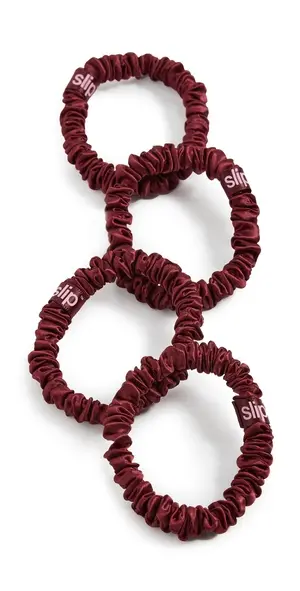 Slip Skinny Silk Scrunchie Set Of 4 - Maroon