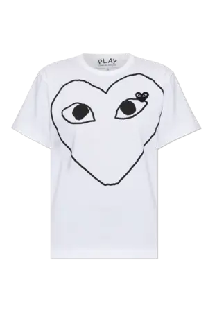 Play Comme Des Garcon Cotton T-shirt With Logo Patch - White