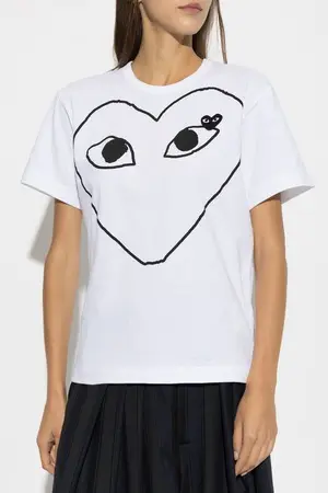 Play Comme Des Garcon Cotton T-shirt With Logo Patch