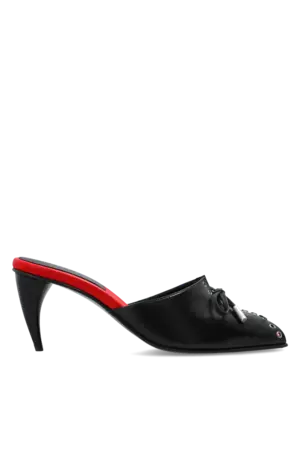 Alexander McQueen Leather Heeled Mules - Black