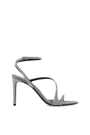 Alexander McQueen Heeled Sandals With Shimmering Crystals - Silver