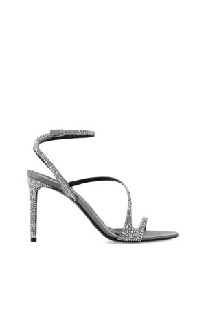 Alexander McQueen Embellished Crystal Heeled Sandals - Silver