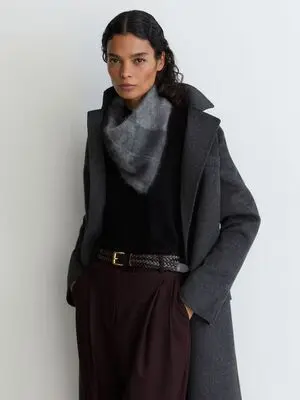 REISS Celeste Brushed-cashmere Argyle-knit Neck-tie Scarf