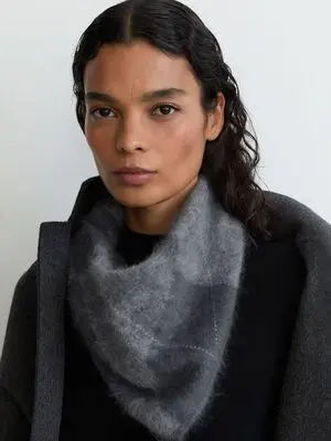 REISS Celeste Brushed-cashmere Argyle-knit Neck-tie Scarf