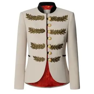 THE EXTREME COLLECTION Neutrals / Beige Embroidered Blazer Renata Love - Gold