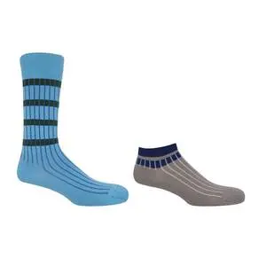 PEPER HAROW - MADE IN ENGLAND Old School Luxury Crew & Grey Trainer Men’s Socks Bundle - Blue