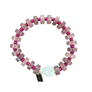 CHRISTINA GREENE Joyful Heart Baroque Pearl Beaded Bracelet - Pink