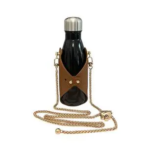 MALUSHA Brown Bottle Holder From Caramel Epi Leather Brown