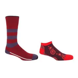PEPER HAROW - MADE IN ENGLAND Luxury Equilibrium Crew & Paisley Burgundy Trainer Men’s Socks Bundle - Red
