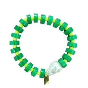 CHRISTINA GREENE Evergreen Baroque Pearl Beaded Bracelet - Green