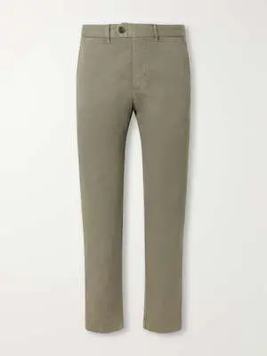 Hartford Taylor Straight-leg Cotton Gabardine Trousers - Green