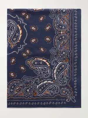 Hartford Printed Wool Scarf - Navy