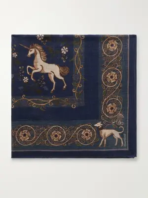 Hartford Printed Wool Scarf - Blue