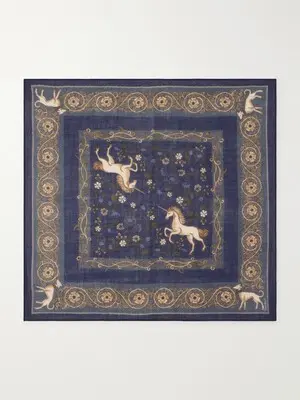 Hartford Printed Wool Scarf - Blue