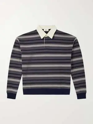 Nn07 David Striped Organic Cotton Polo Shirt - Gray