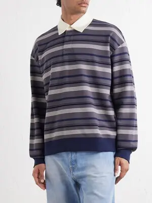 Nn07 David Striped Organic Cotton Polo Shirt - Gray