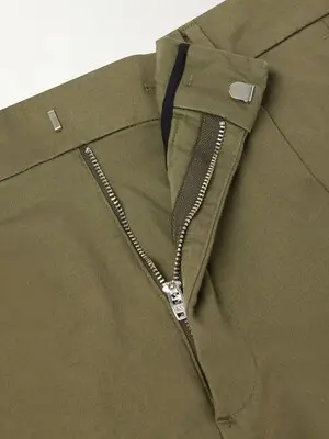 Nn07 Wide-leg Pleated Organic Cotton-blend Twill Trousers - Green