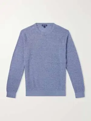 Peter Millar Rhodes Linen And Cotton-blend Sweater - Blue