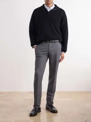 SLOWEAR Straight-leg Wool-blend Tekno Flannel Trousers
