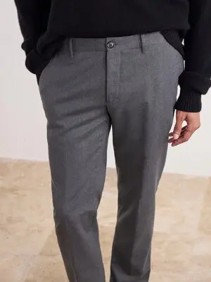 SLOWEAR Straight-leg Wool-blend Tekno Flannel Trousers - Gray