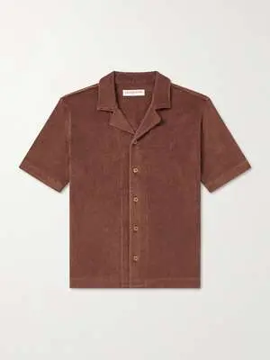 Orlebar Brown Hawkin Solid Cotton Organic Terry Shirt - Brown